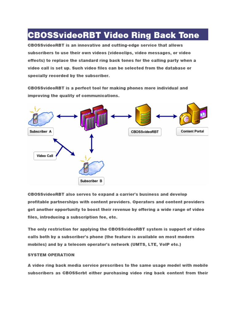 VRBT | PDF | Session Initiation Protocol | Subscription Business Model