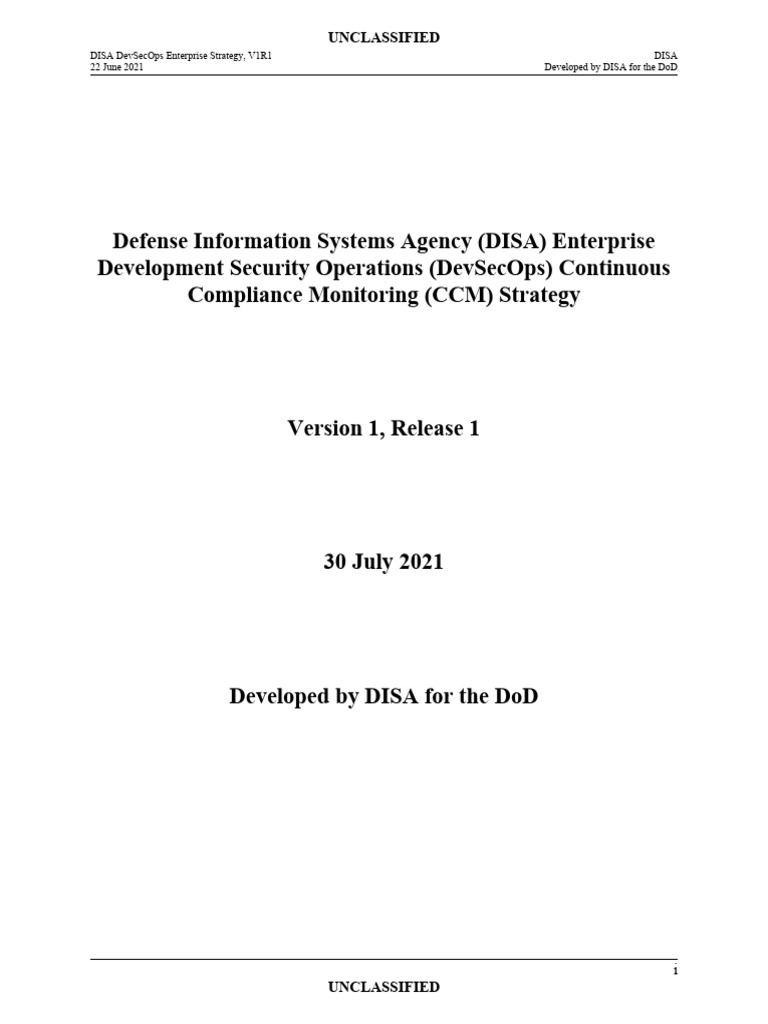 DISA DevSecOps Enterprise Strategy - 07 30 21 - Final Version | PDF ...