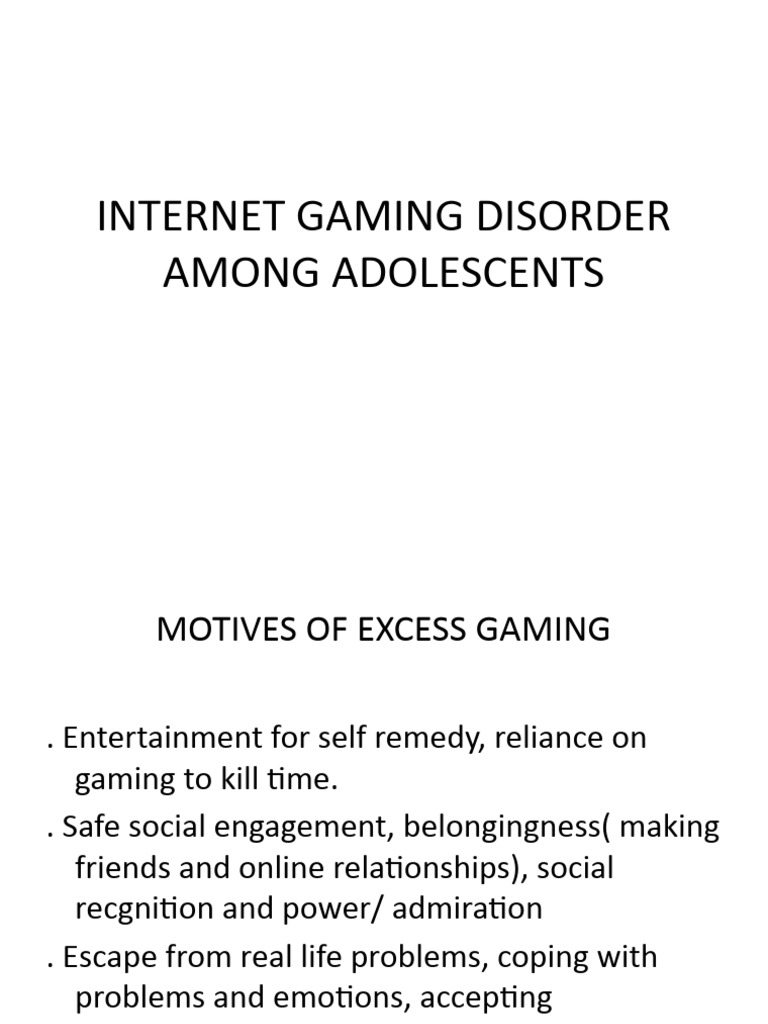 Internet Gaming Disorder in Adolescents | PDF | Mental Disorder ...