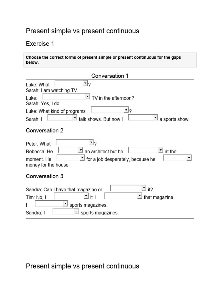 Present Simple Vs Present Continuous | PDF