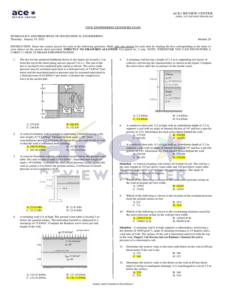 CE Module 28 - Rigid Retaining Wall (Answer Key) | Download Free PDF | Applied And ...