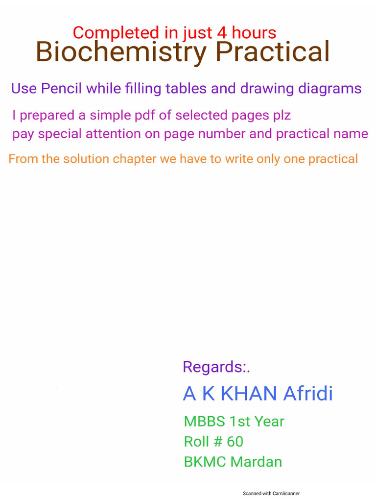 Biochemistry Practical (Imp) | PDF