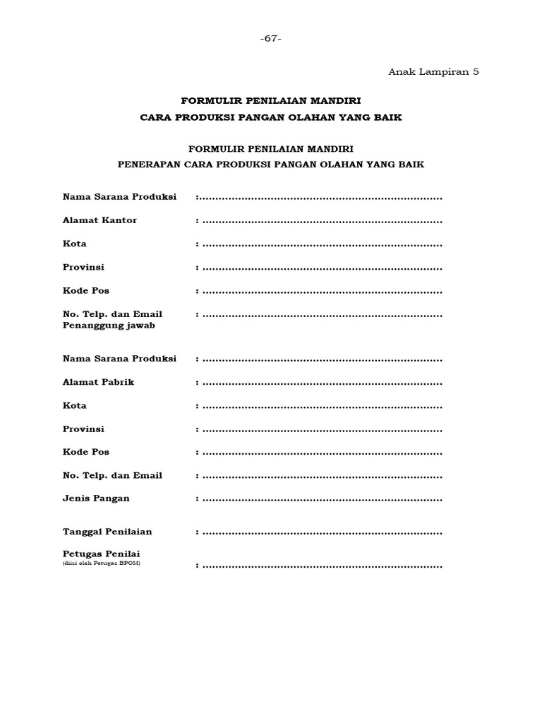 Form Penilaian Mandiri | PDF