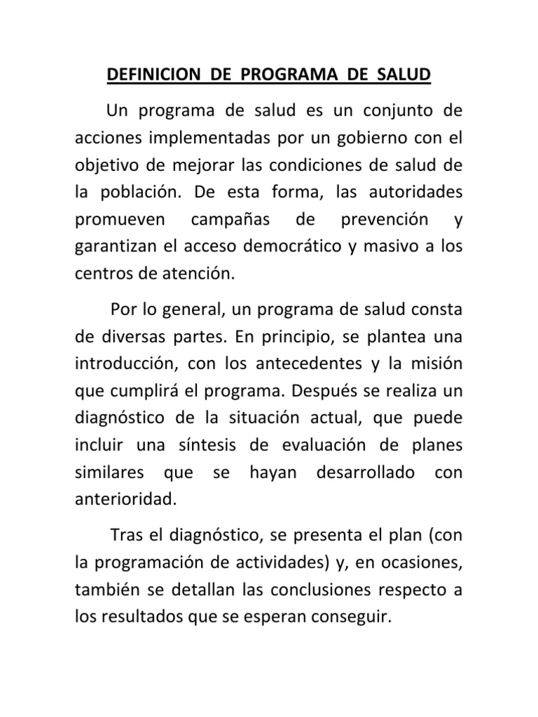 Definicion de Programa de Salud | PDF | Vejez | Juventud