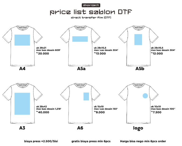 Price List Harga Sablon Dikproject | PDF