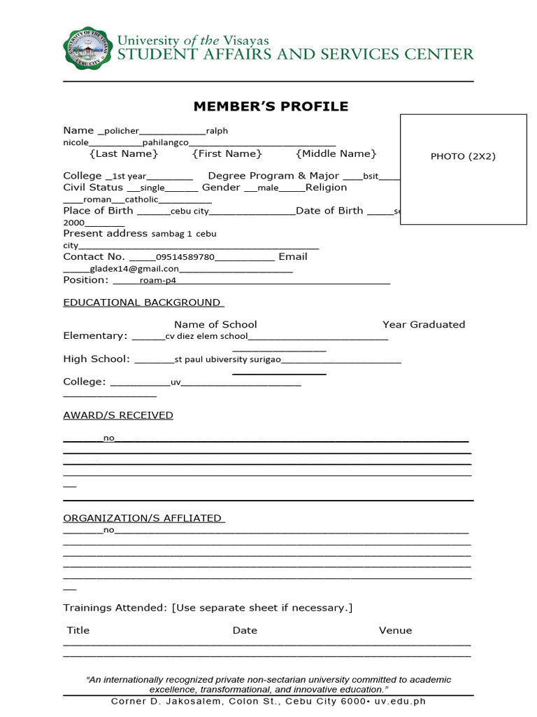 Organizational Members Profile Form Revised 1 | PDF | Privacy | Information