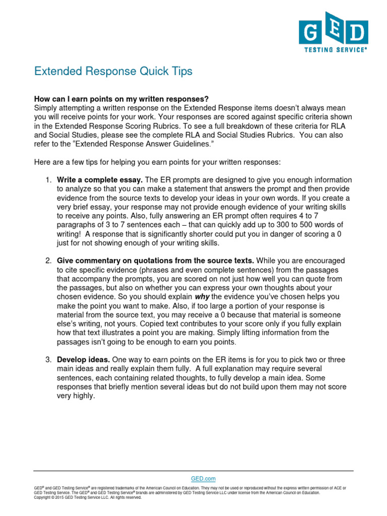 Extended Response Quick Tips | PDF | Linguistics | Grammar