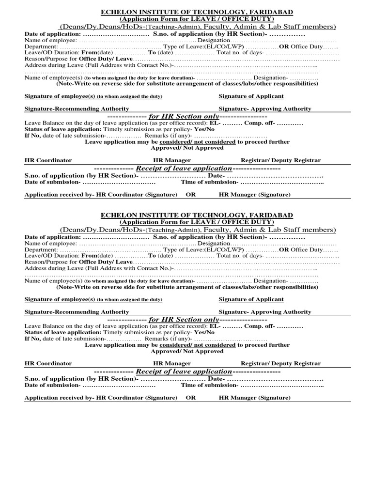 Leave-OD Application-Format | PDF | Government | Justice