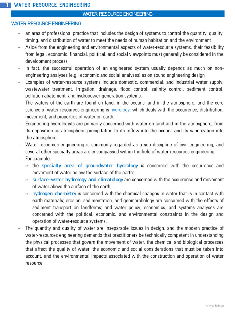 Overview of Water Resource Engineering | PDF | Surface Runoff ...
