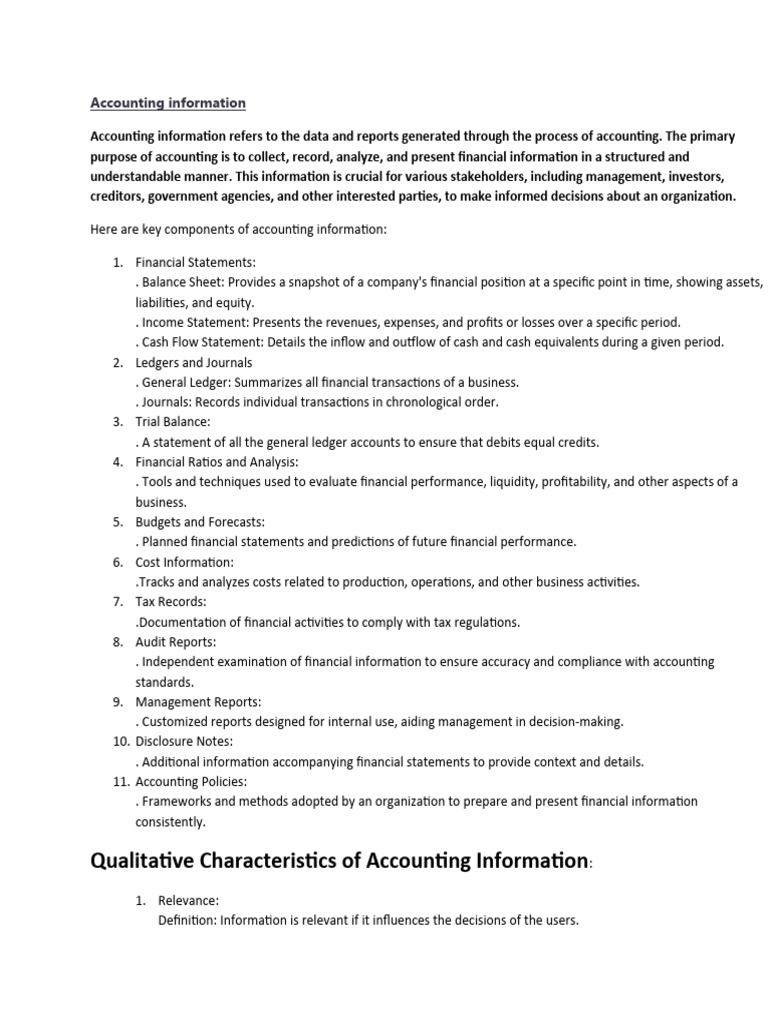Qualitative Characteristics of Accounting Information | PDF | Debits ...