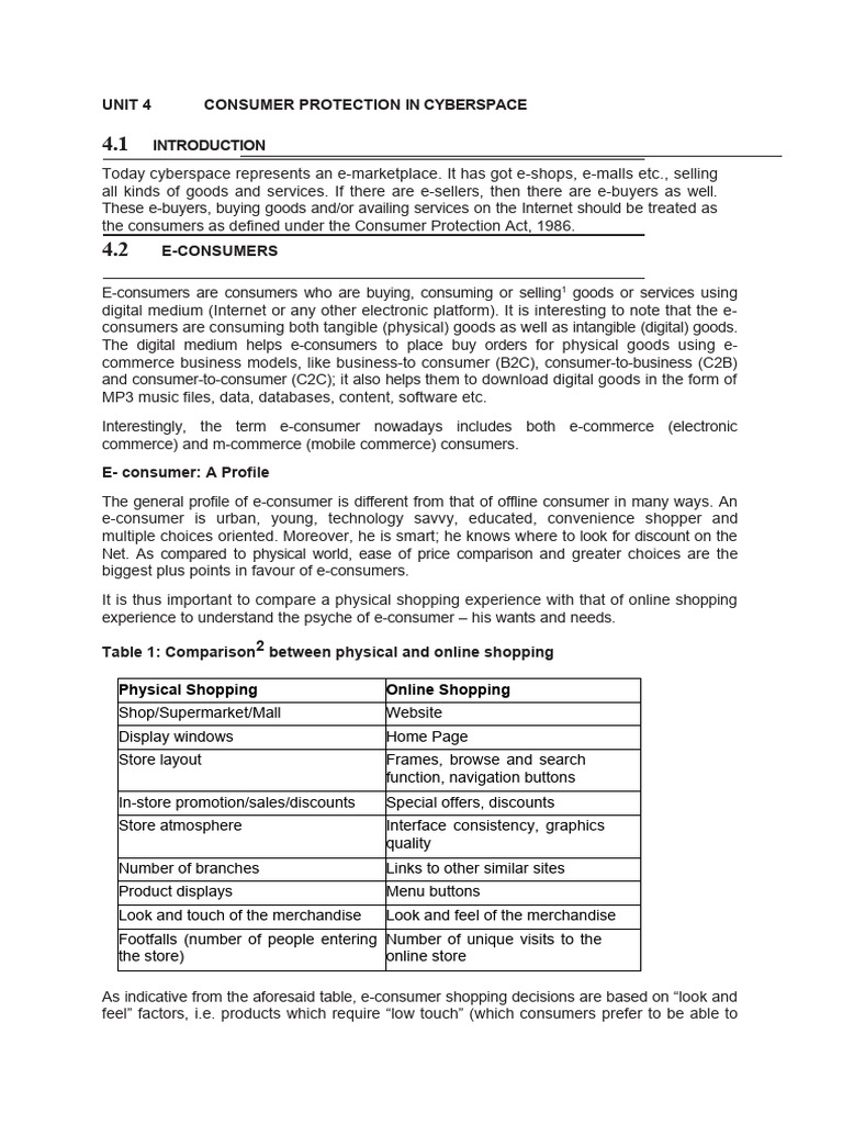 Unit 4 Consumer Protection in Cyberspace | PDF | Online Shopping ...