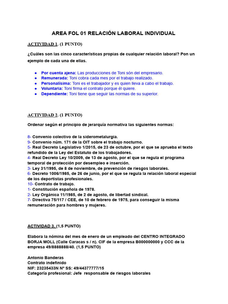 Características y Normativa de Relaciones Laborales | PDF | Derecho ...