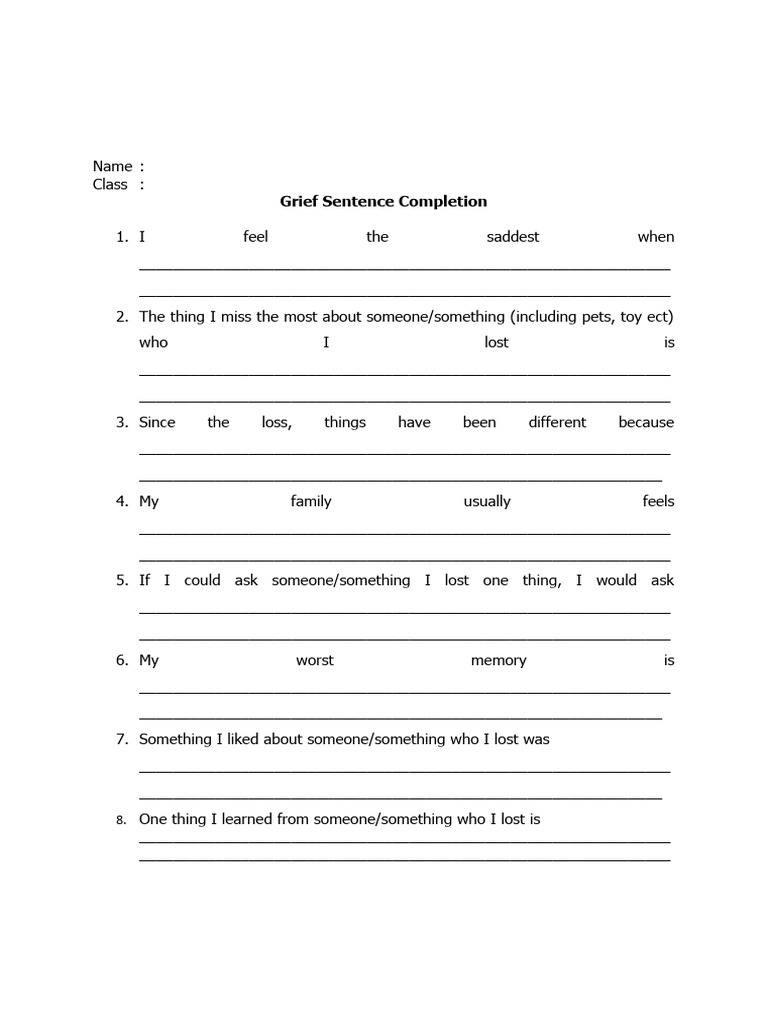 Grief Reflection for Young Minds | PDF | Self-Improvement