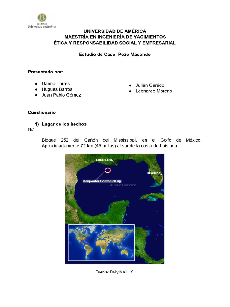 Estudio de Caso: Pozo Macondo | PDF | Bp | Horizonte de aguas profundas