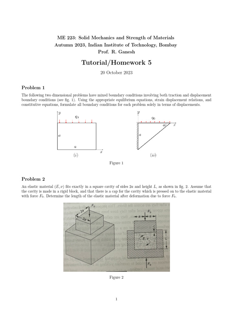 ME223 Tut5 | PDF | Stress (Mechanics) | Elasticity (Physics)