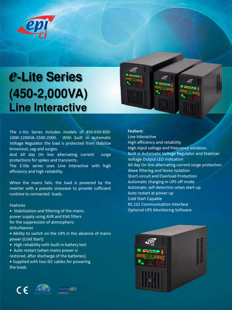 EPI UPS Elite Series | PDF | Power Supply | Mains Electricity