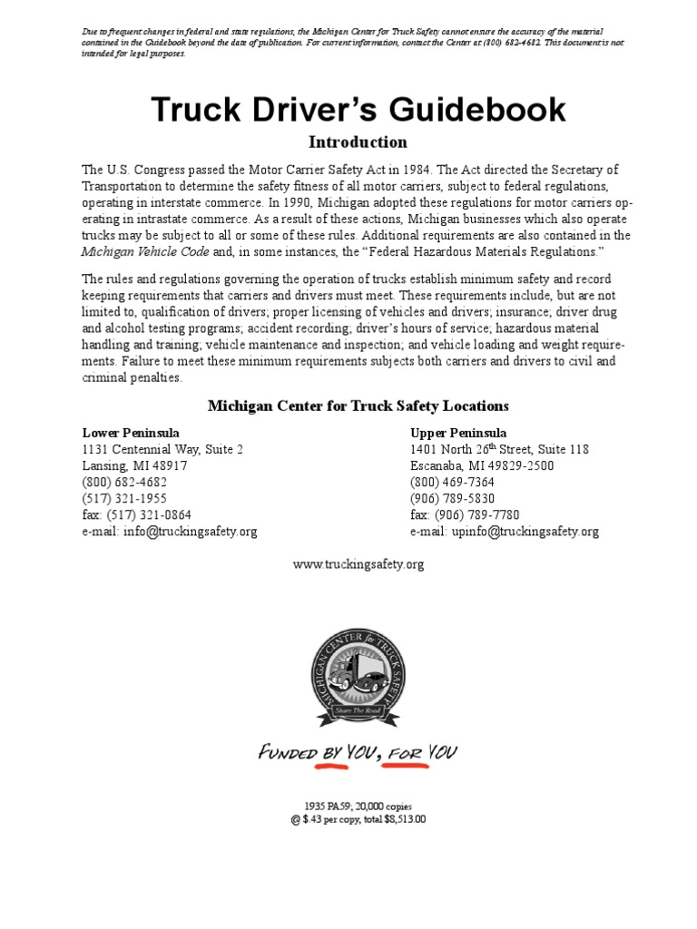 Truck Drivers Guidebook | Download Free PDF | Truck | Dangerous Goods