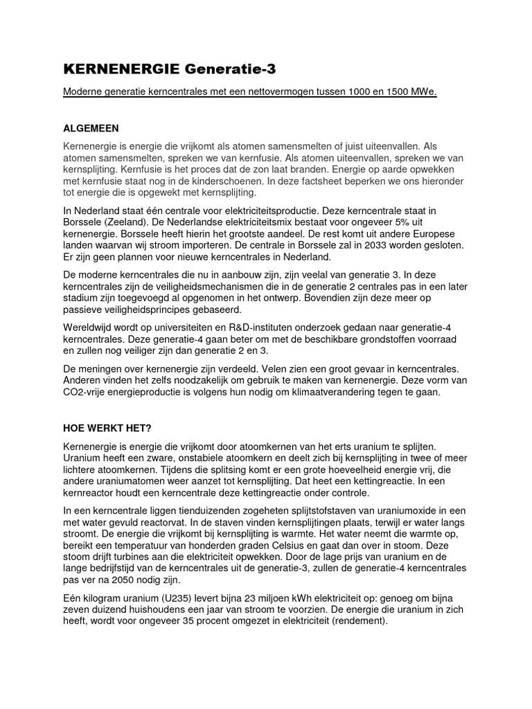 Factsheet Kernenergie GEN 3 | PDF