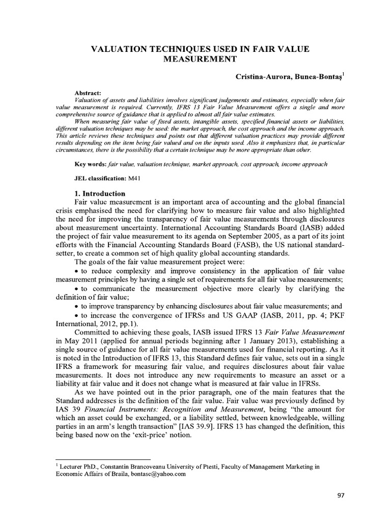 Fair Value Ifrs 13 Technique Pdf