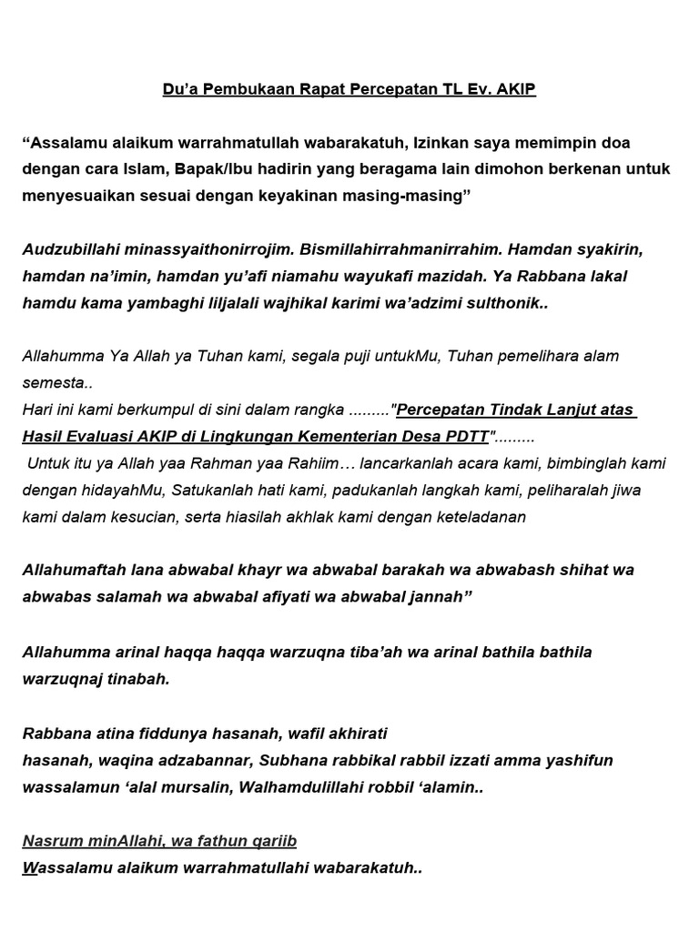 Doa Pembuka Acara Ev. Akip | PDF | Pengembangan Diri