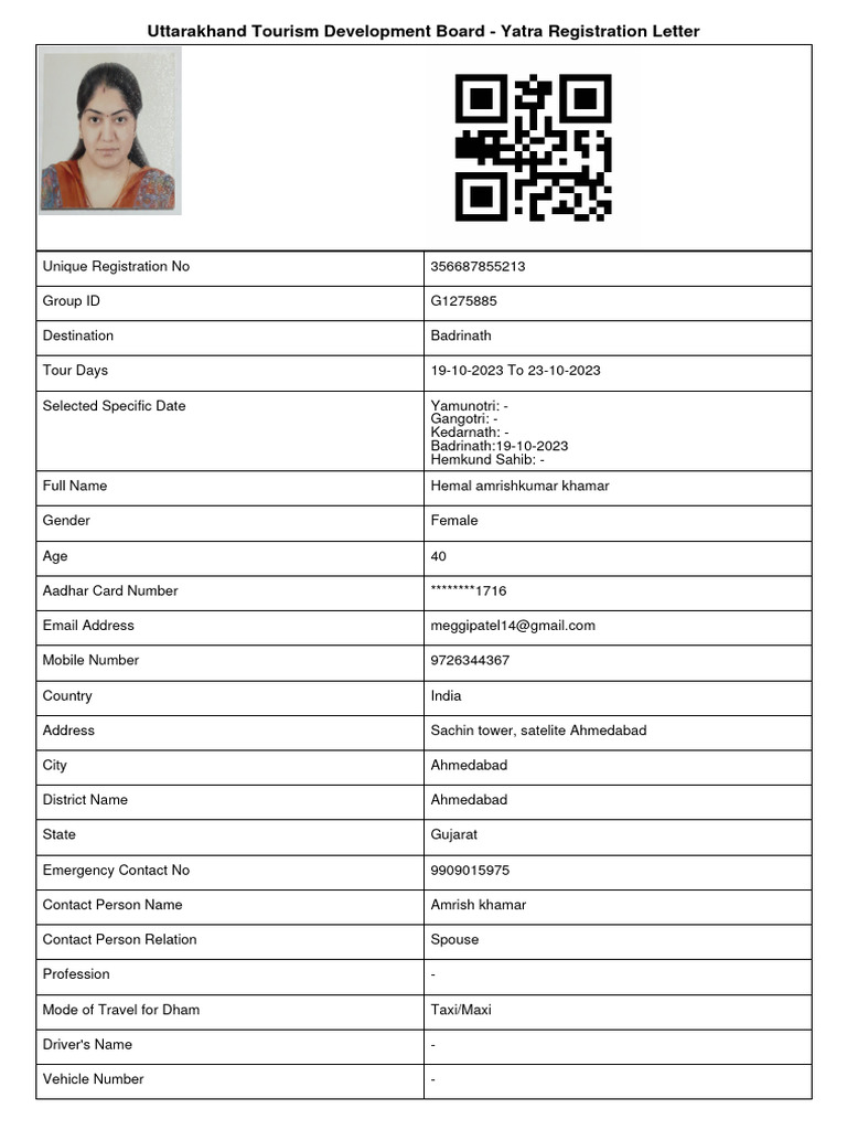 Yatra Registration Letter - UTDB | PDF
