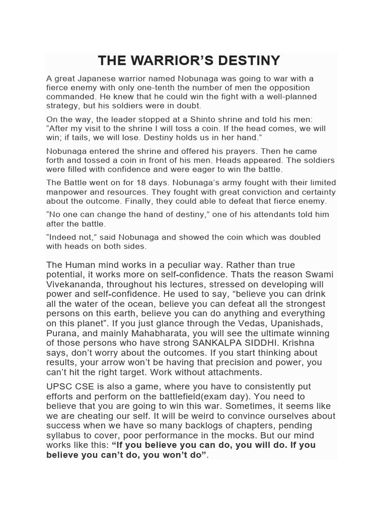The Warrior's Destiny | PDF