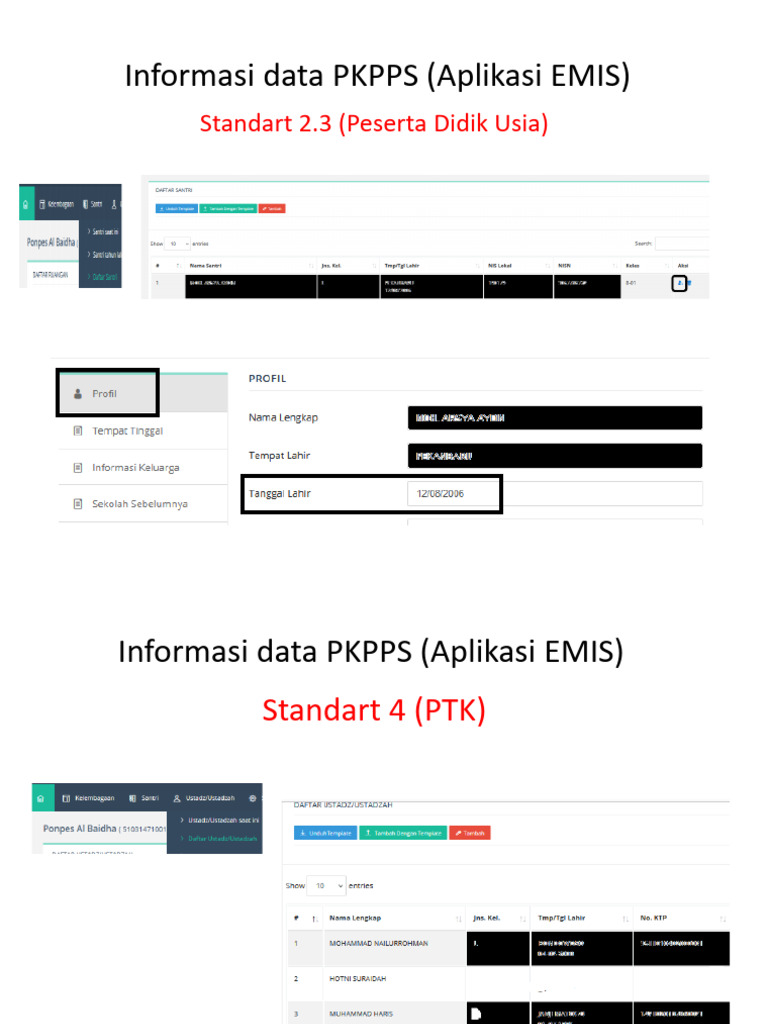 Informasi Data PKPPS (Aplikasi EMIS) | PDF