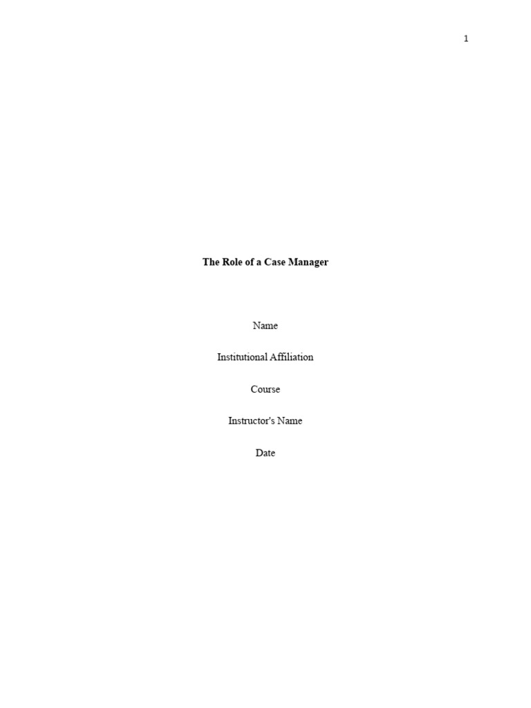 The Role of A Case Manager | PDF