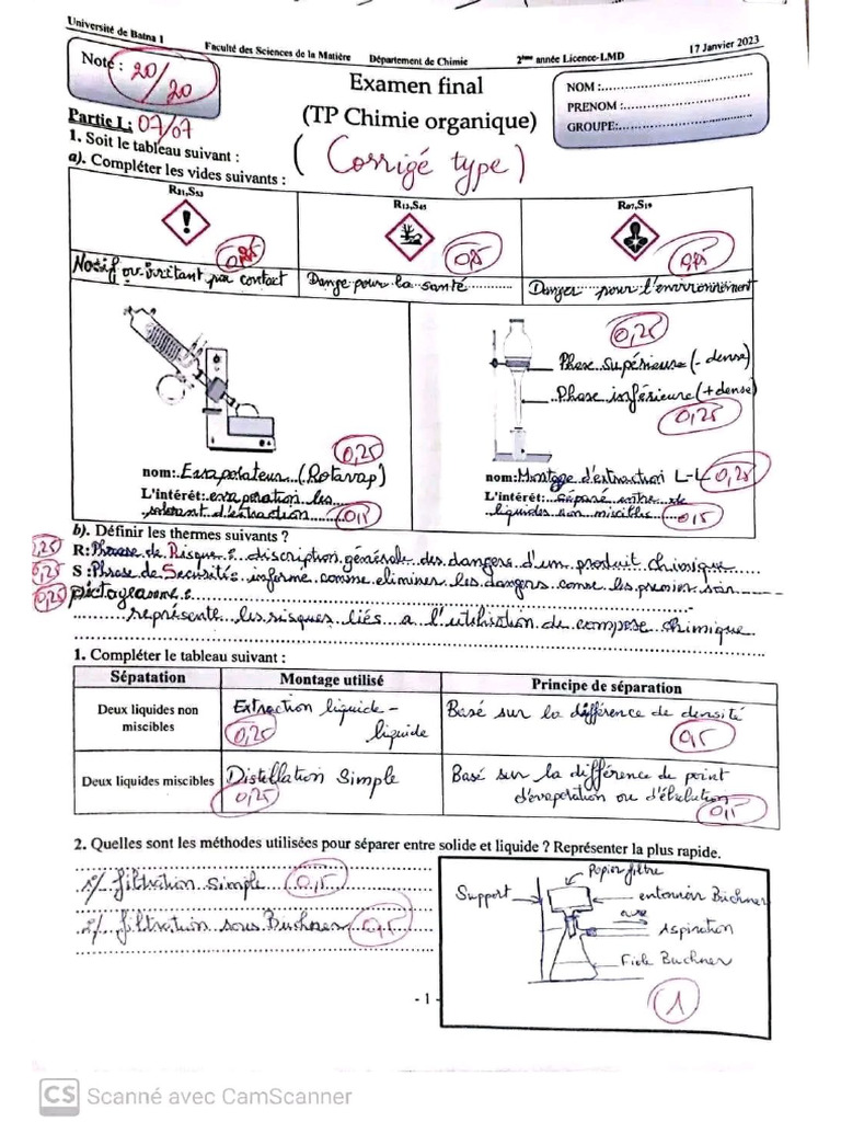 Examen1 TP Chimie Organique 1 L2 | PDF