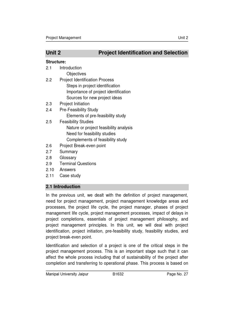 Unit 2 Project Identification and Selection | PDF | Feasibility Study | Project Management