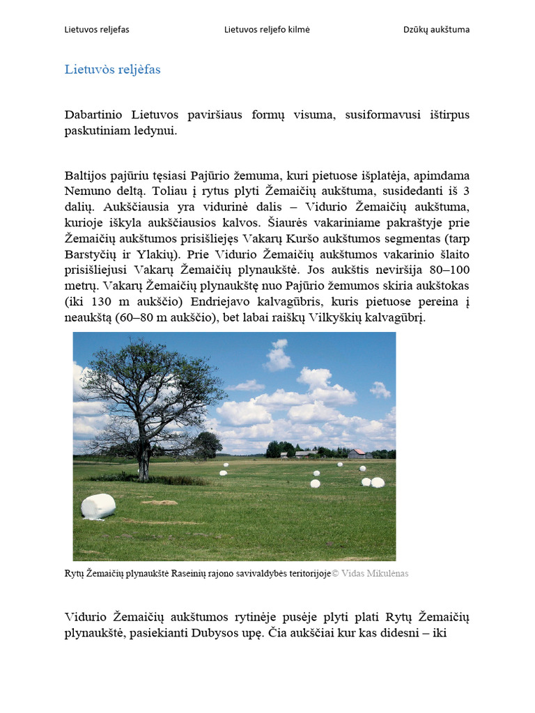 Lietuvos Reljefas | PDF