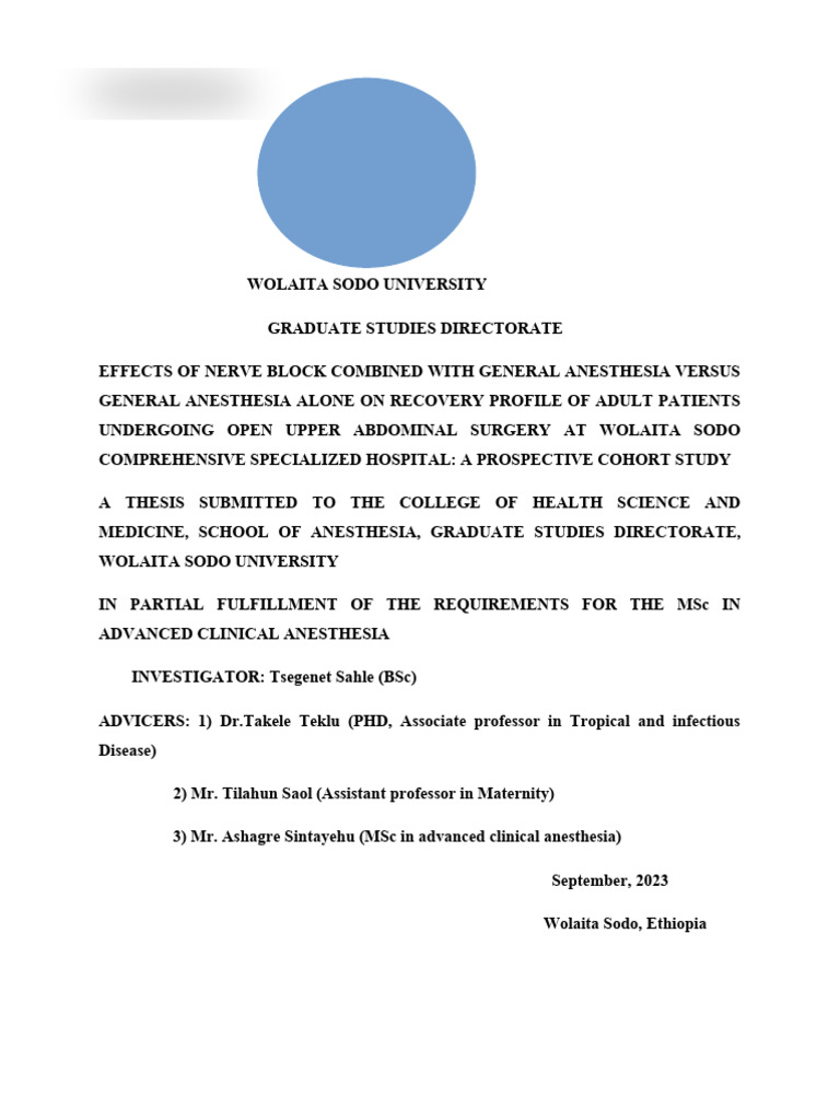 Tsegi Final Thesis | PDF | Surgery | Anesthesia