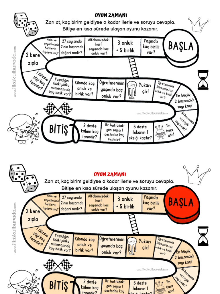 2.sinif Matemati̇k Doğal Sayilar Masa Oyunu | PDF