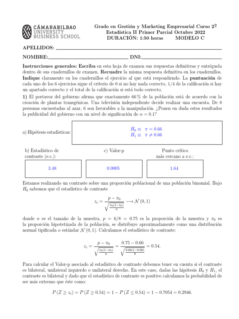 Parcial 1 Csol | PDF | Valor P | Distribución de veneno