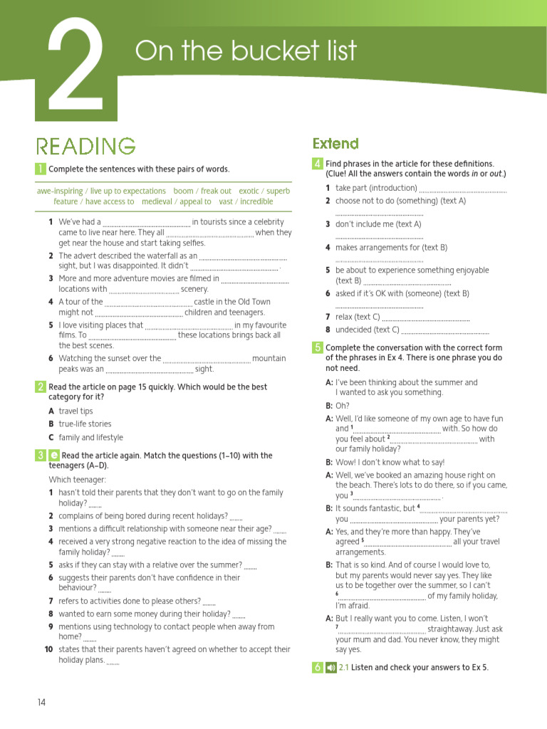 U2 Workbook Pdf Tourism