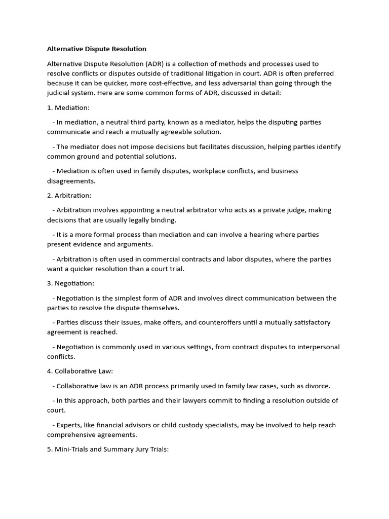 Alternative Dispute Resolution | PDF | Alternative Dispute Resolution | Mediation