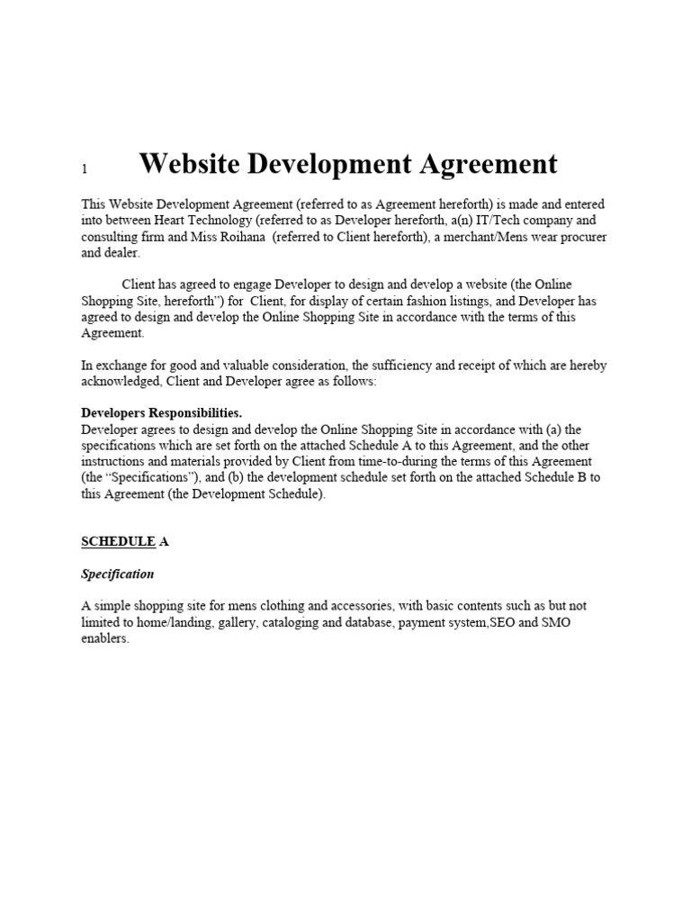 MISS ROIHANA Website-Development-Agreement - SEPT 2021 | PDF | Trade Secret | Trademark