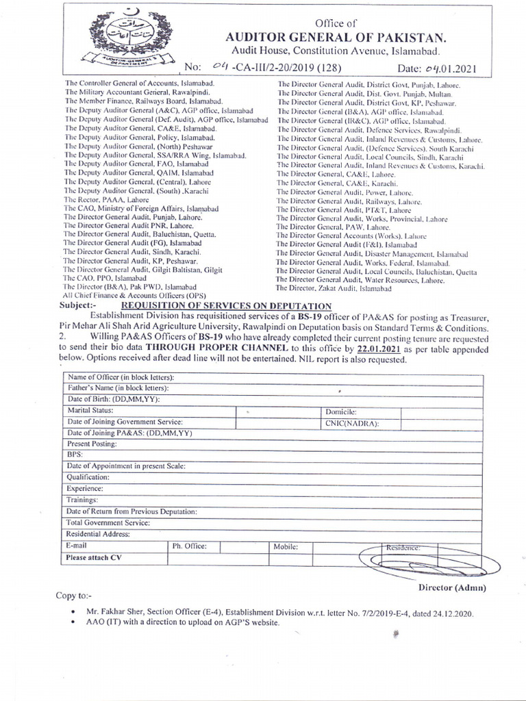 Requisition of Services On Deputation | PDF