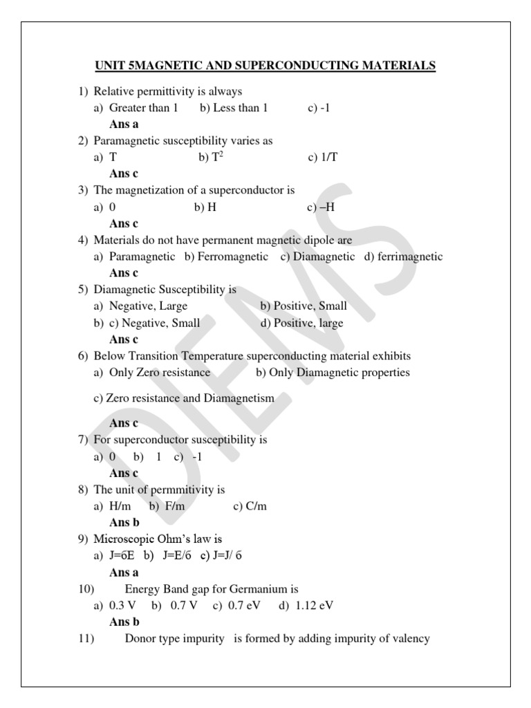 Unit 5-MCQ 1 | PDF | Semiconductors | Electrical Resistivity And Conductivity