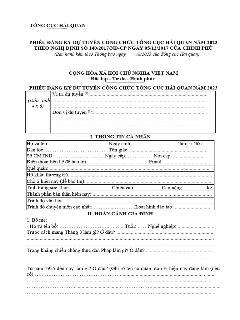 Phieu Dang Ky Du Tuyen nd140 2287 | PDF