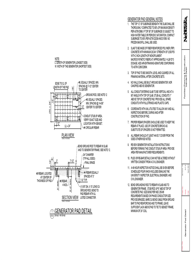 Generator Pad Design Specifications | PDF | Concrete | Secondary Sector ...