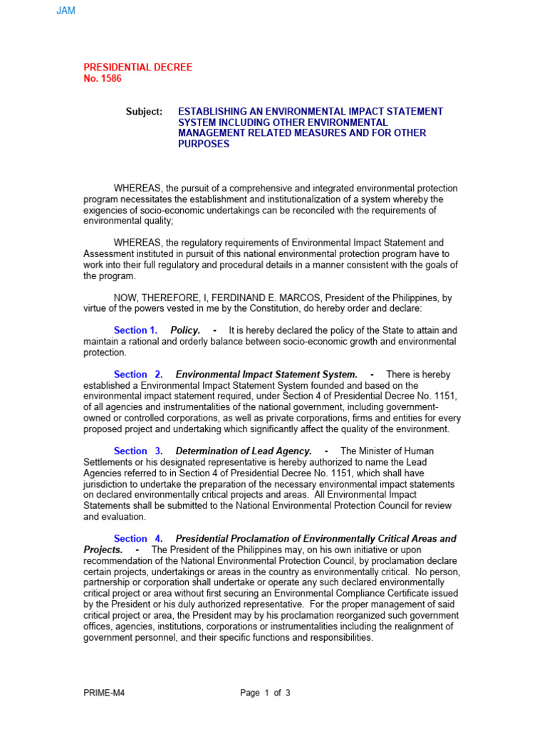 13.1 PD 1586 Environmental Impact Statement System | PDF ...