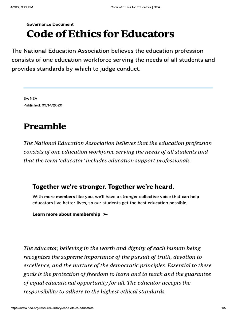 Teaching Ethics - USA | PDF