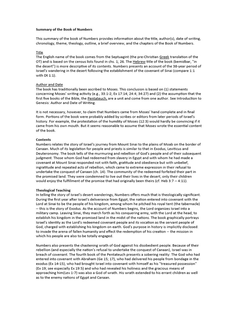 Book Of Numbers Lessons PDF Book Of Numbers Moses