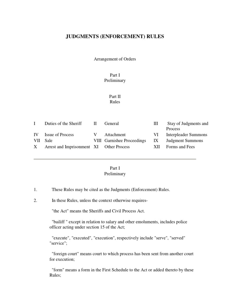 Judgement Enforcement Rules | PDF | Judgment (Law) | Lawsuit