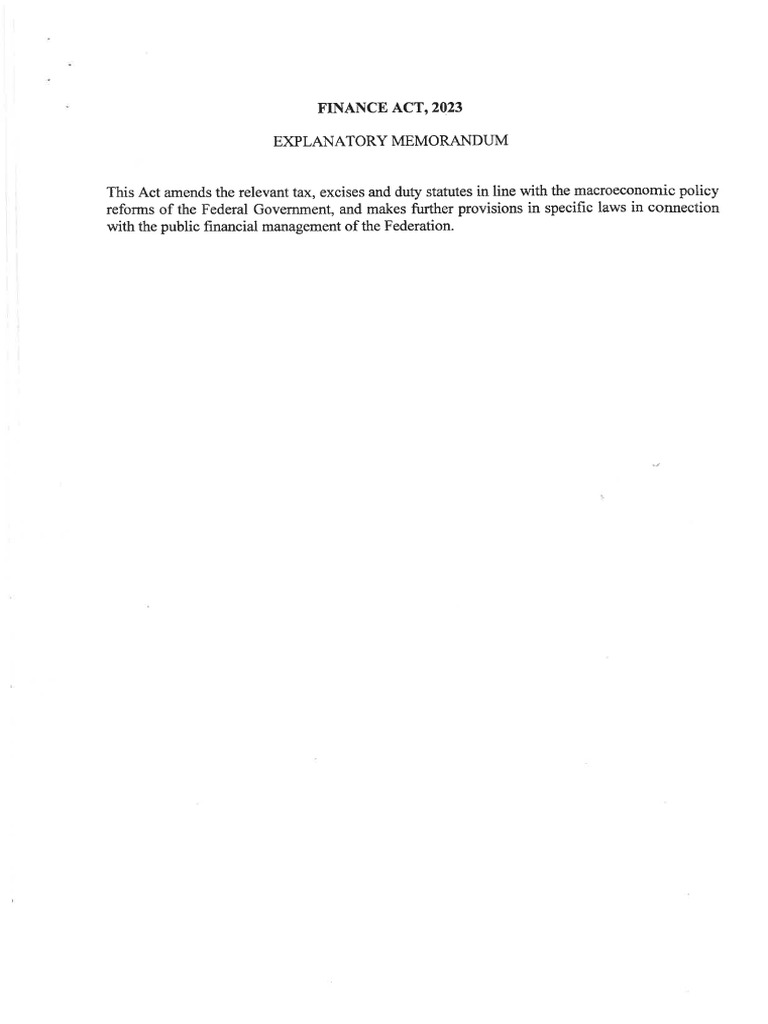 Finance Act, 2023 - Final Signed by PMB | PDF