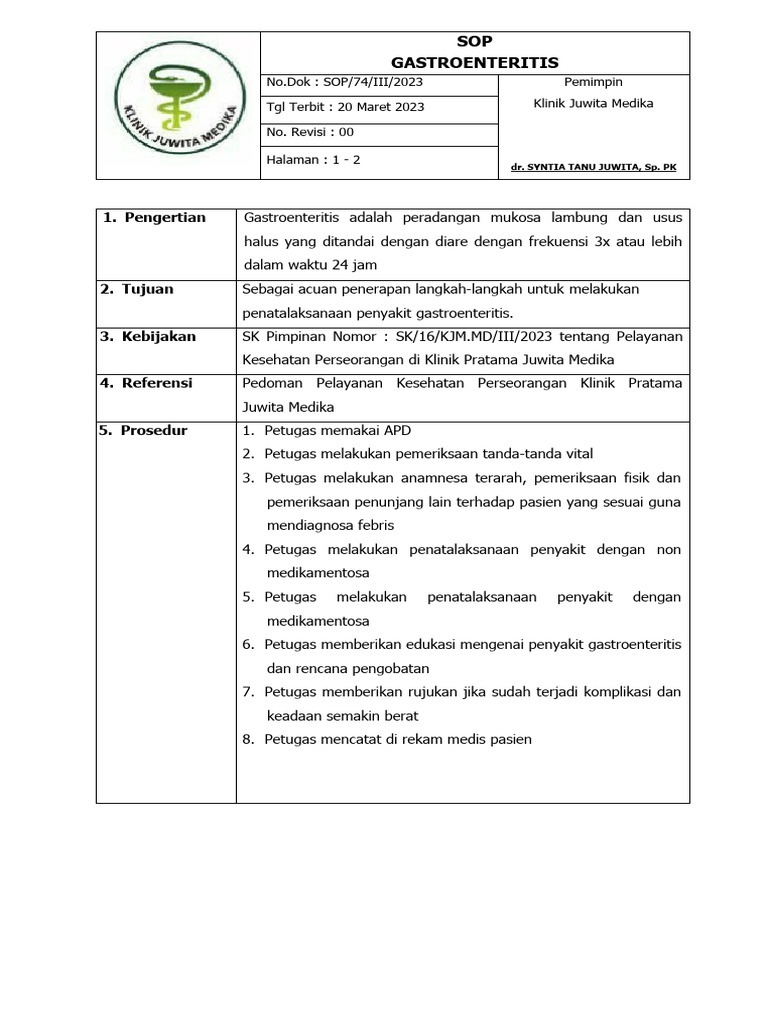 SOP Penatalaksanaan Gastroenteritis | PDF | Pengembangan Diri