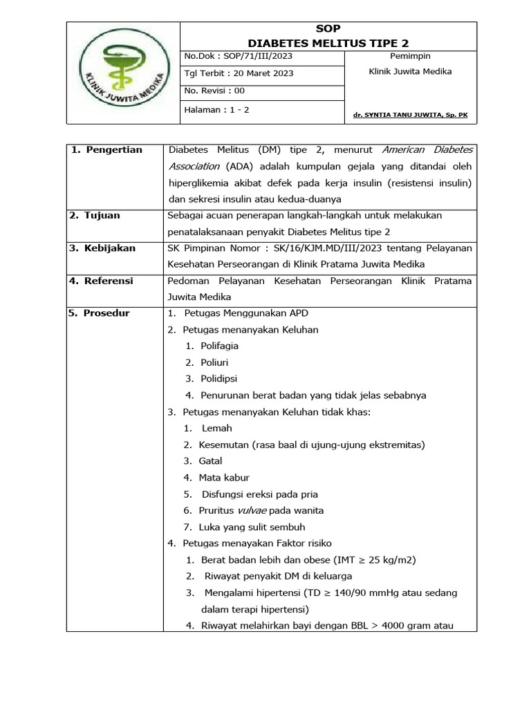 SOP Diabetes Melitus | PDF | Kesehatan Holistik