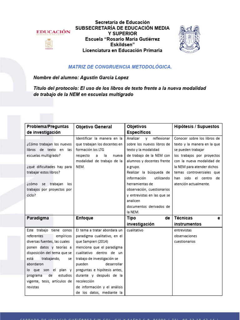 Matriz de Congruencia Metodologica | PDF | Observación | Enseñando