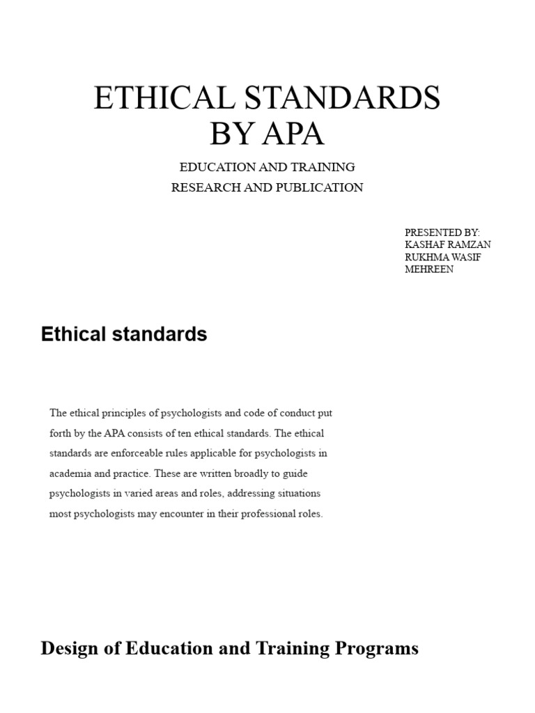 APA Ethical Standards for Psychologists | PDF | Informed Consent ...